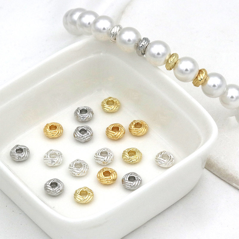Knot-Shaped Brass Spacer Beads, 6mm, 100pieces, MFSP1050 – kokodiy
