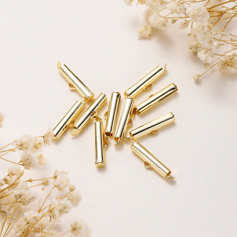 10 Pieces, Brass Slide On End Clasp Tubes, Slider End Caps, MFEF3010 ...