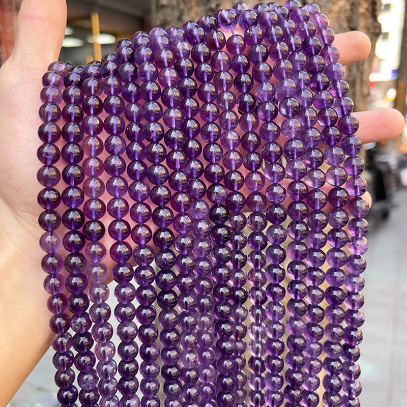 Natural Amethyst Round Beads, Brazilian, 4/6/8/10mm | KOKODIY – kokodiy